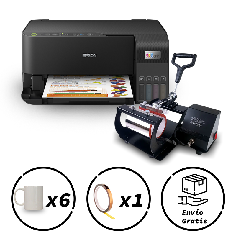 Combo de Sublimacion: Epson L1250 A4 + Sublimadora manual de 1 jarro ...