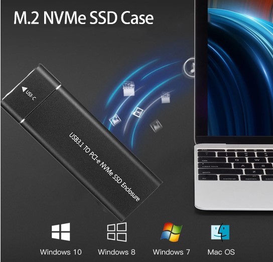 Case Enclouser M.2 Dual Usb & C para Discos SSD M.2 NVMe USB C 3,1 ...